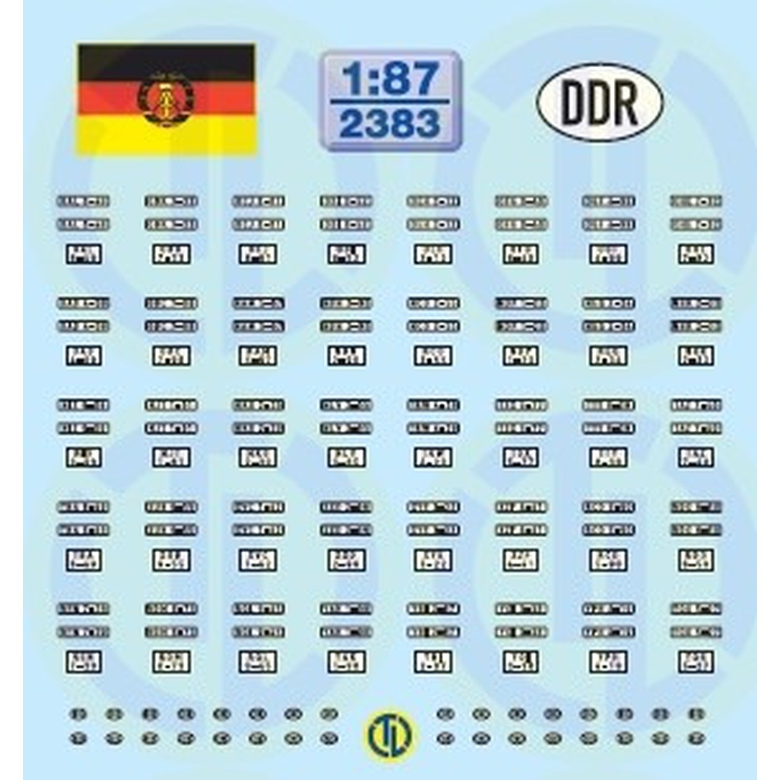 TL Decals 2383 DDR Kfz-Kennzeichen ab 1976 Maßstab 1:87