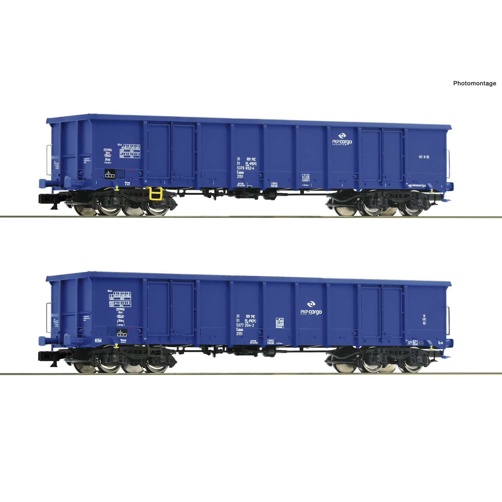 Roco 37651 2er Set offene Güterwagen Eanos, PKP Cargo, Ep. VI Spur TT